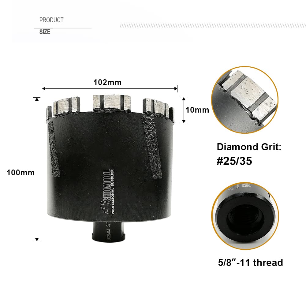 SHDIATOOL 4Inch Granite Hole Saw Plus SDS Adapter for Marble Hard Stone Bricks