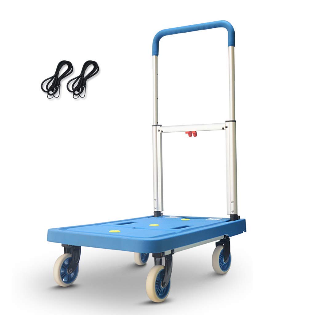 ATAAY Shopping Trolley, Trolley Folding Trolley Truck Portable Small Trailer Aluminum Alloy Trolley Home Load King Pull Cargo Flat Cart Portable Household Shopping Cart (C)