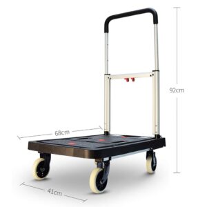 ATAAY Shopping Trolley, Trolley Folding Trolley Truck Portable Small Trailer Aluminum Alloy Trolley Home Load King Pull Cargo Flat Cart Portable Household Shopping Cart (B)