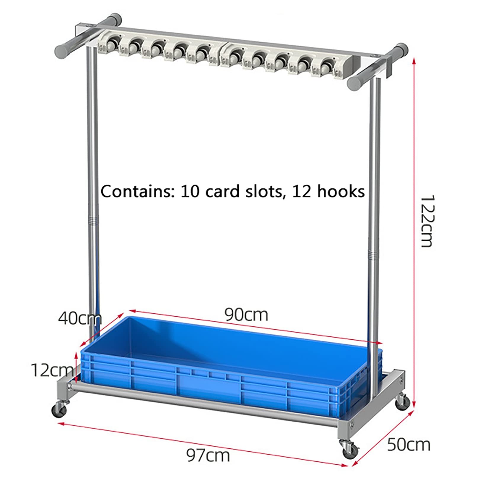 Utility Rack for Mops And Brooms,Cleaning Tool Cart Mop Holder Umbrella Stand,Movable Commercial Mop Rack, Mop Drain Rack,Can put wet mops, with Wheels,for Garden,Garage,Schools,Hospitals,Hotels ( Siz