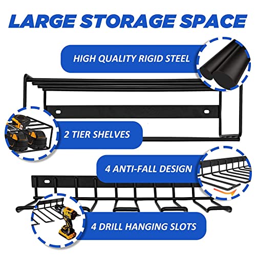 Floating Tool Shelf Holder Wall Mounting Alloy Steel Storage Rack Space Saving 50kg 110lb Load Capacity for Handheld Power Tools