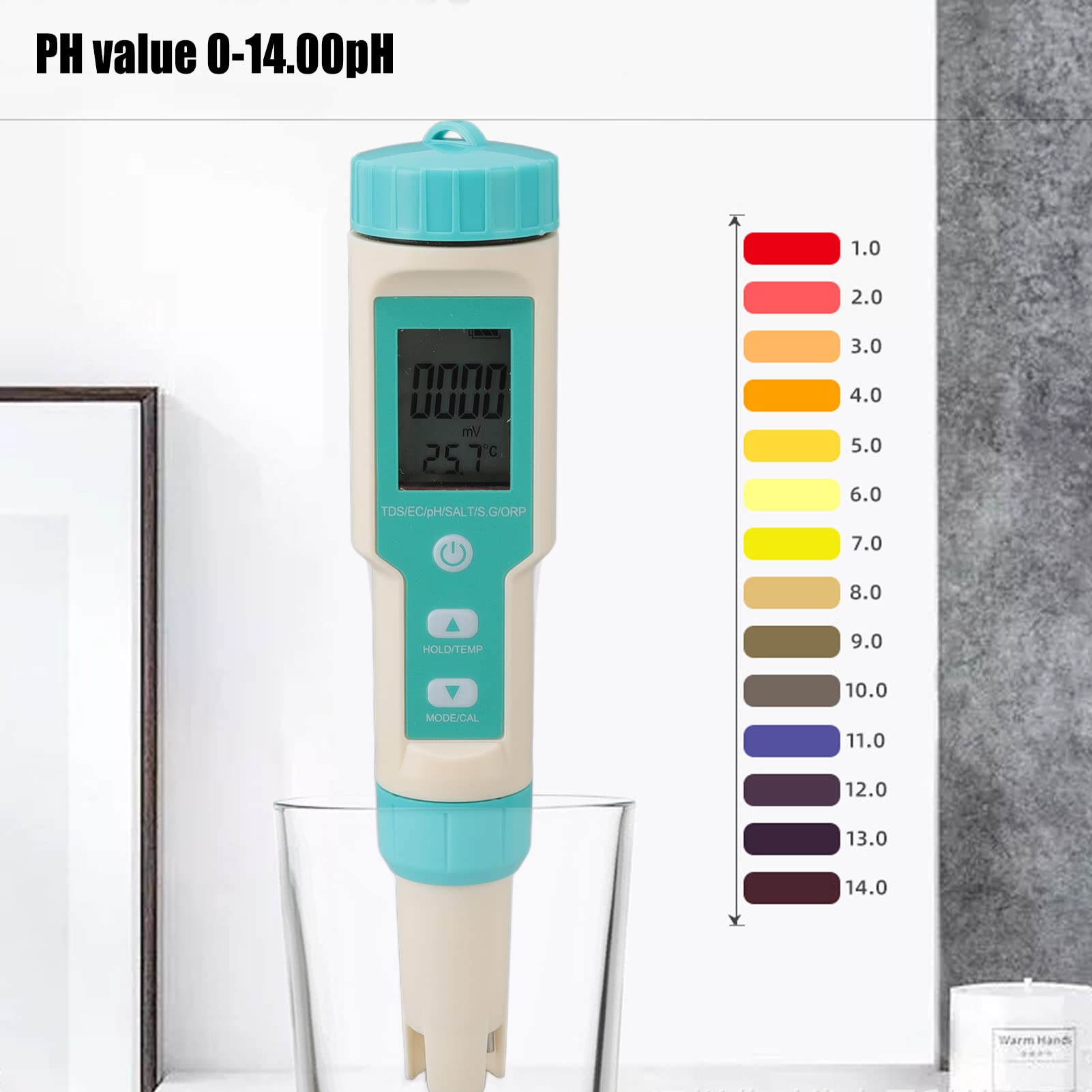 Fdit Water Quality Meter,ORP PH TDS Temp EC Salinity SG 7 in 1 Accurate Digital Water Quality Test Pen for Water Quality Testing