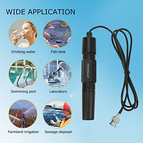 PH Probe Sensor, High Accuracy Waterproof Excellent Field Applicability PH Meter BNC Connector Replacement Parts for Aquaculture(1.2m)