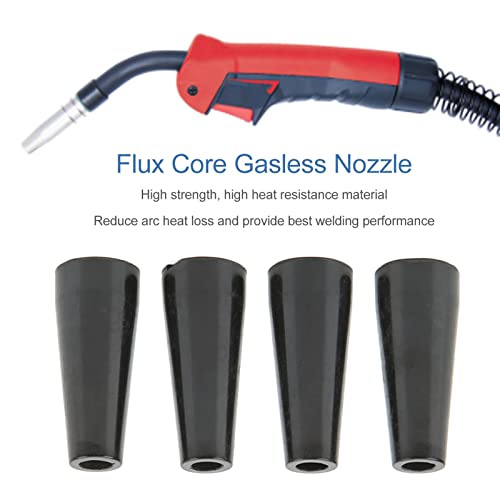 MIG Welder Gasless Nozzle, Insulated 4Pcs Reduce Arc Heat Loss Light Weight Safe Flux Core Gasless Nozzle for Home Decoration