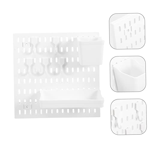 Veemoon 2 Sets Peg Board Rack Pegboard Shelves Pegboard Wall Entryway Mail Organizer Wall Display Pegboard Plastic Stand Pegboard Storage Rack White Office Combination No Punching