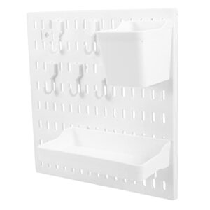 Veemoon 2 Sets Peg Board Rack Pegboard Shelves Pegboard Wall Entryway Mail Organizer Wall Display Pegboard Plastic Stand Pegboard Storage Rack White Office Combination No Punching