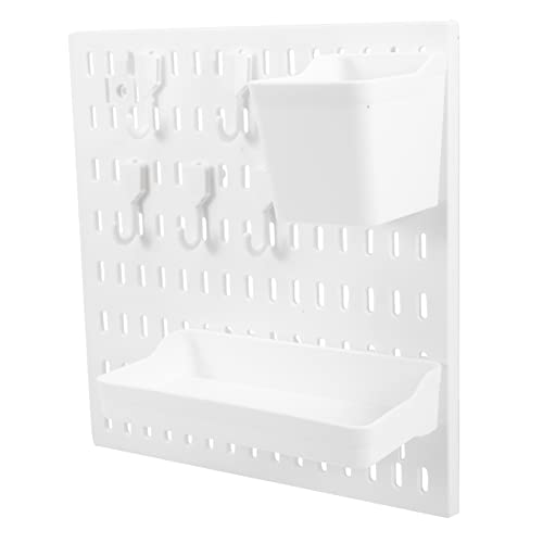 Veemoon 2 Sets Peg Board Rack Pegboard Shelves Pegboard Wall Entryway Mail Organizer Wall Display Pegboard Plastic Stand Pegboard Storage Rack White Office Combination No Punching