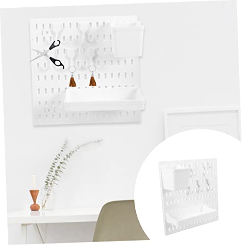 Veemoon 2 Sets Peg Board Rack Pegboard Shelves Pegboard Wall Entryway Mail Organizer Wall Display Pegboard Plastic Stand Pegboard Storage Rack White Office Combination No Punching