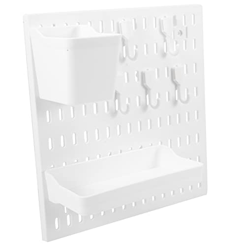 Veemoon 2 Sets Peg Board Rack Pegboard Shelves Pegboard Wall Entryway Mail Organizer Wall Display Pegboard Plastic Stand Pegboard Storage Rack White Office Combination No Punching