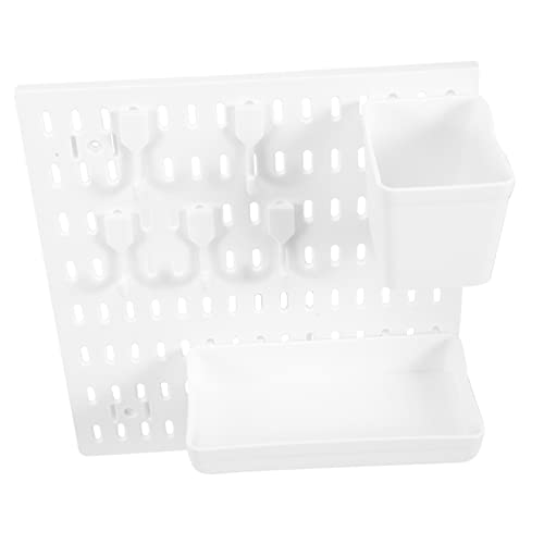 Veemoon 2 Sets Peg Board Rack Pegboard Shelves Pegboard Wall Entryway Mail Organizer Wall Display Pegboard Plastic Stand Pegboard Storage Rack White Office Combination No Punching