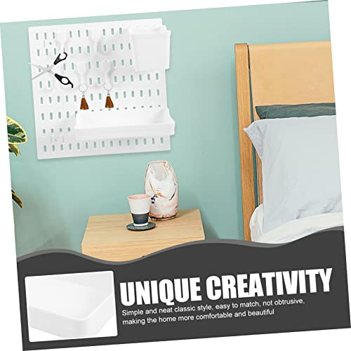 Veemoon 2 Sets Peg Board Rack Pegboard Shelves Pegboard Wall Entryway Mail Organizer Wall Display Pegboard Plastic Stand Pegboard Storage Rack White Office Combination No Punching