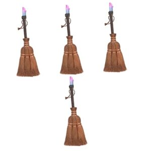 collbath 4pcs children's mini broom mini wizard broom dollhouse miniature brooms broom hanging decoration crystal witch broom altar ornament halloween brooms decor garden car palm toy room