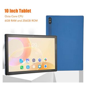 Office Tablet, 4G Network Blue Dual Camera 2 Card Slots 10 Inch Tablet 6GB RAM 256GB ROM for School (U.S. regulations)