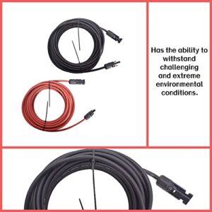 LiGuVCY One Pair Solar Extension Cable Wire, 30FT 12AWG Solar Panel Extension Cable Wire, Solar Adaptor Wire Extension Cables Wire with Male and Female Connector, Black & Red