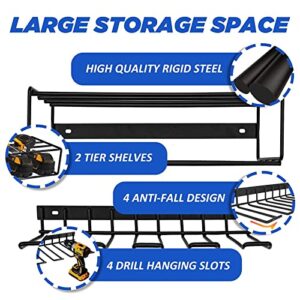 Power Tool Organizer Floating Tool Shelf Holder Wall Mounting Alloy Steel Storage Rack 110lb Load Capacity for Garage Organization Father's Day Gifts