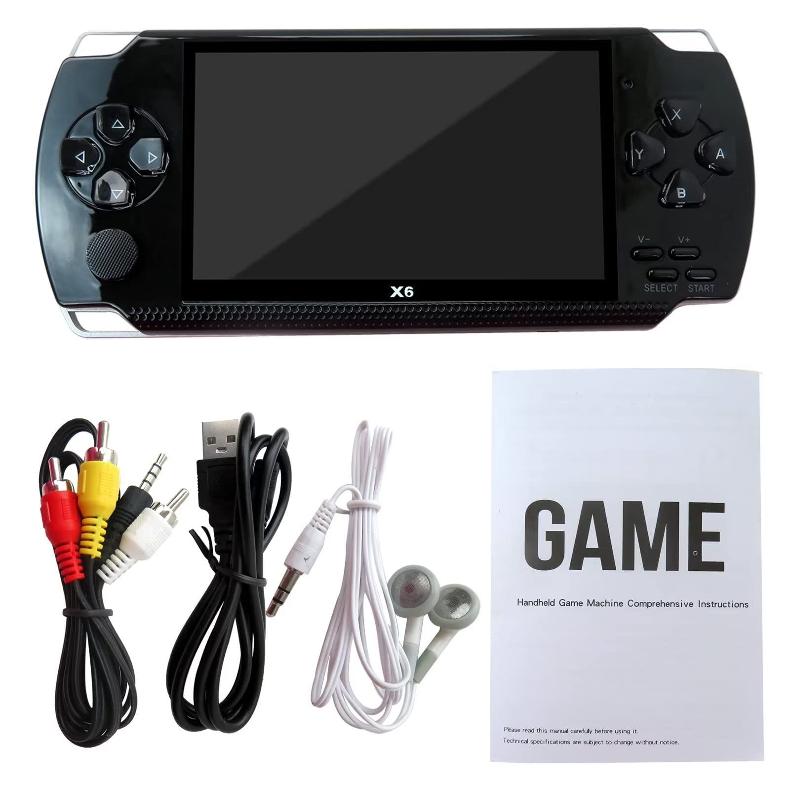 4.3 inch Retro Handheld Game Console with 3.5mm AUX Earphone Output/TV Output, Built-in 8GB Memory Supporting Formats for Music, Photos, Videos, E-Book (Black)