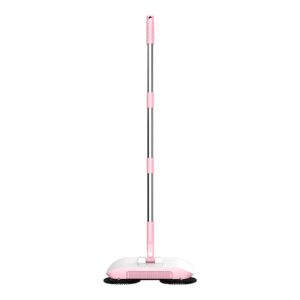 sweeper 3-in-1 mops for floor cleaning, hand push sweeper household lazy sweeper, dry and wet multi surface floor cleaner lightweight - ideal for pet hair&crumby messes (pink)