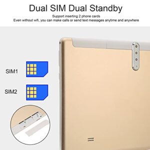 AMONIDA 10.1 Inch HD Tablet, Calling Tablet 2560x1600 Resolution 100-240V Gold Android 12 (US Plug)