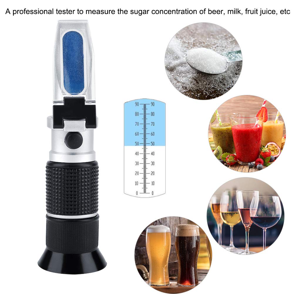 Brix Refractometer, Digital Handheld Refractometer 0~90% Brix Meter Refractometer for Measuring Sugar Content in Fruit Honey Juice Maple Syrup and Other Sugary Drink