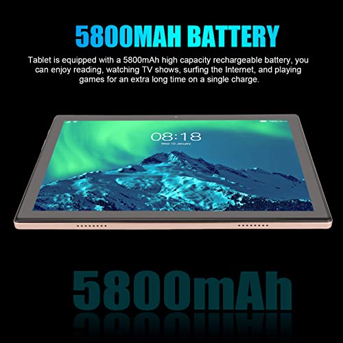 Octa Core Tablet, 5G WiFi 5800mAh 8GB RAM 128GB ROM 10.1 Inch Tablet 100‑240V 8MP Front 13MP Rear Camera for Android 12 for Study (US Plug)