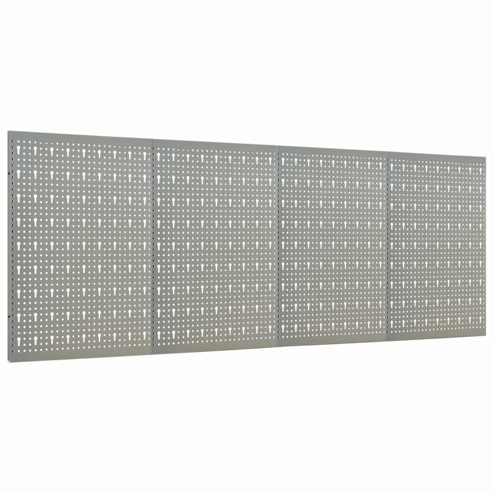 Tidyard 4 Piece Wall-Mounted Peg Boards, Steel Wall Panels with Holes, Metal Tool Pegboards Storage Organizer Gray for Garage, Workbench, Workshop 63 x 22.8 x 0.4 Inches (L x W x T)