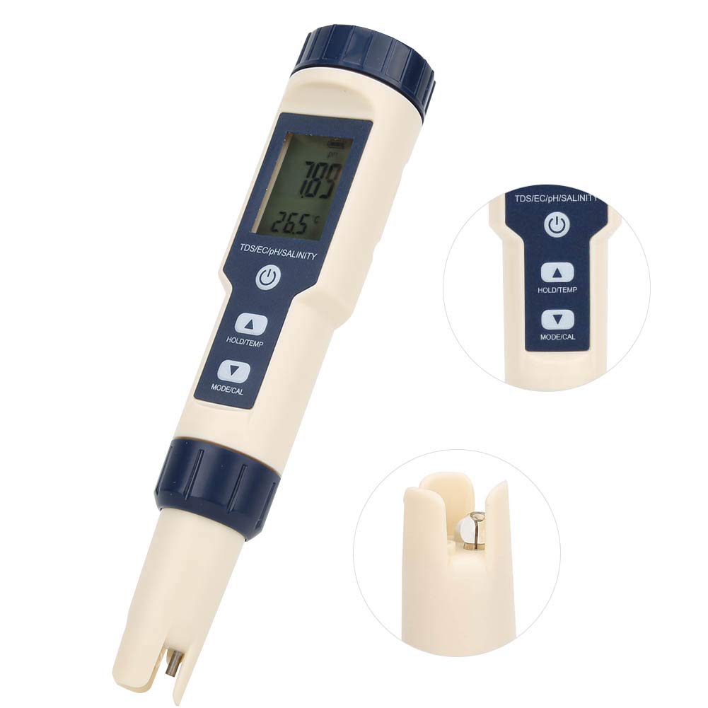 5 in 1 Portable Digital PH Salinity Temp TDS EC Meter Multifunctional Water Quality Tester Detector