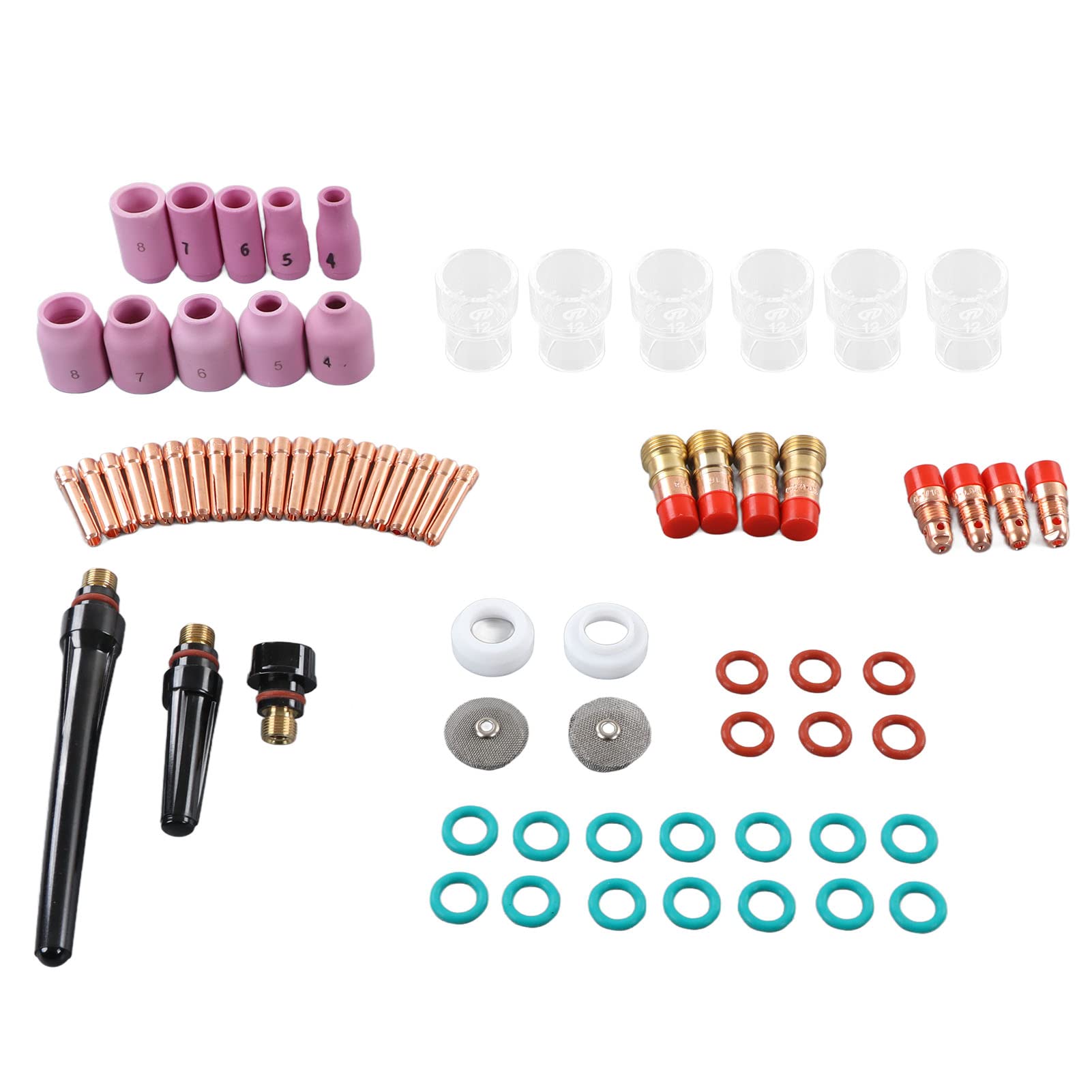 Welding Gun Consumables, Cutter Torch Nozzle Kit Glass Cups Good Compatibility Color O Rings for WP17 WP18 WP26 Welder