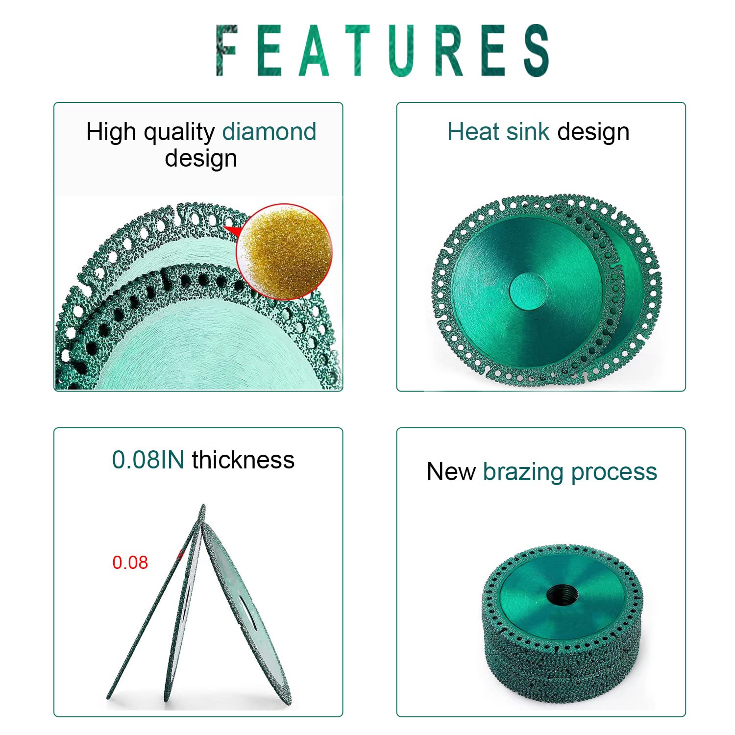 Indestructible Disc for Grinder, Indestructible Disc 2.0 - Cut Everything in Seconds, 4" X 1/25" X 4/5” Diamond Cutting Wheels for Smooth Cutting, Chamfering, Grinding of All Materials (4 pcs)