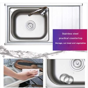 Commercial 304 Stainless Steel Sink with Console & Shelf,Multifunctional Standing Utility Sinks for Laundry Room, Backyard, Garages (Color : B)