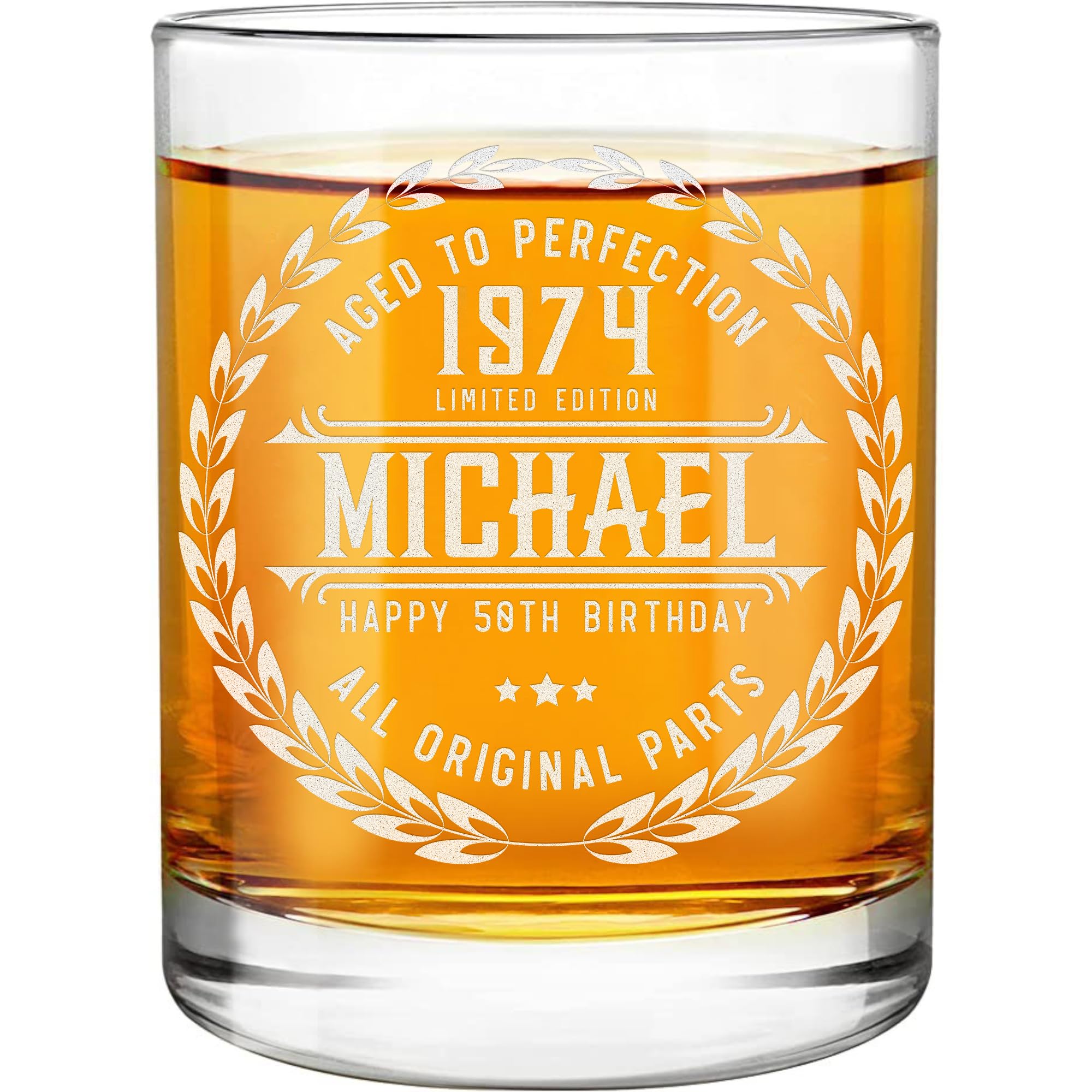 50th Birthday Gifts for Men - Personalized Whiskey Glass - Old Fashioned Funny Novelty 50 Year Old Man Gift Ideas - 50th Decorations for Dad, Husband, Friend - 50th Birthday Present for Him 1974 Gift