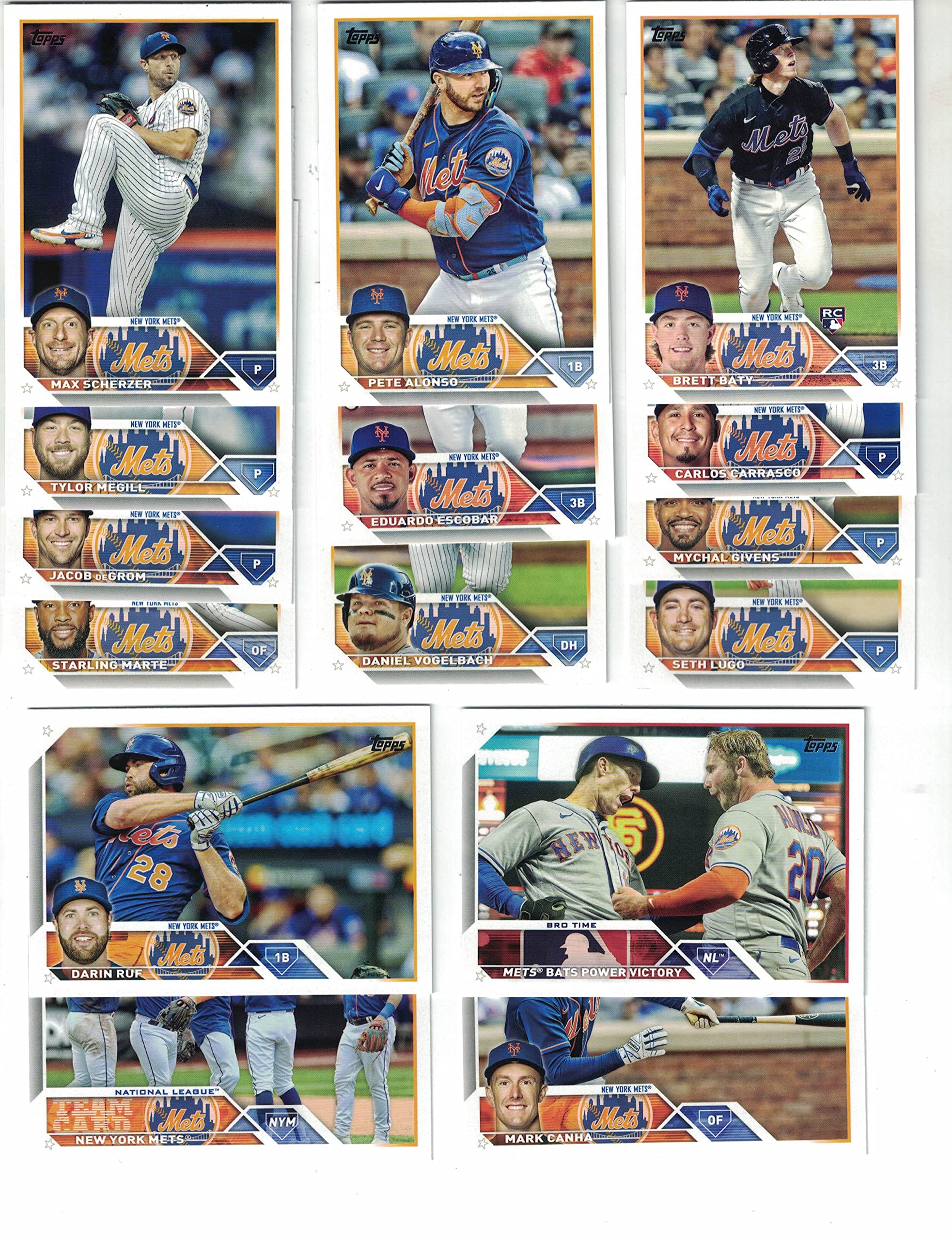 New York Mets / 2023 Topps Mets Baseball Team Set (Series 1 and 2) with (25) Cards! ***INCLUDES (3) Additional Bonus Cards of Former Mets Greats Dwight Gooden, David Cone and Darryl Strawberry! ***