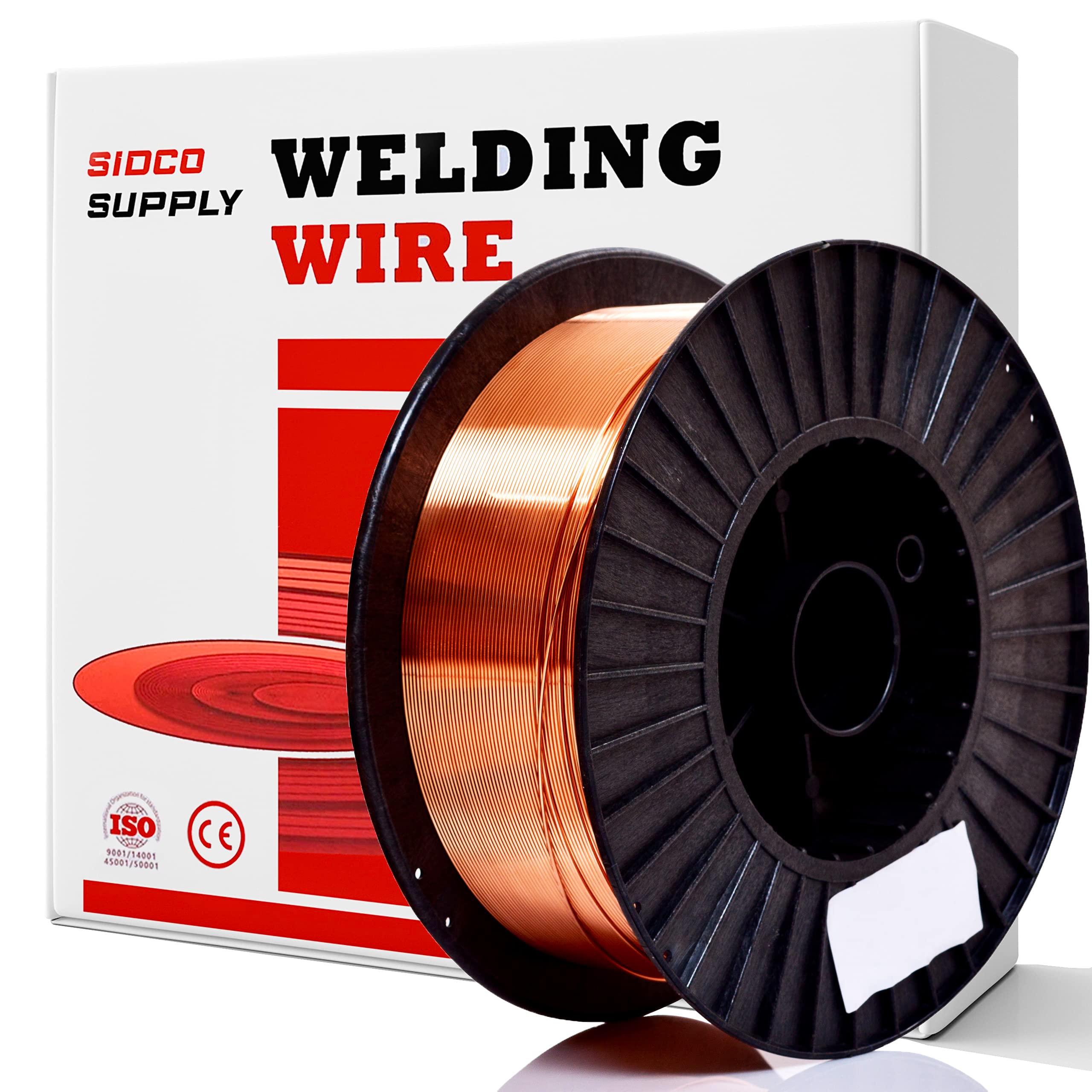 Sidco Supply Solid MIG 0.35 Welding Wire - ER70S-6 MIG Wire - 0.35 Inch 11LB Spool - Mild Steel MIG Wire - Low Splatter High Levels of Deoxidizers – MIG Welding Wire, All Position Gas Welding (1)