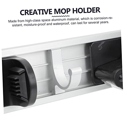 Zerodeko 3pcs mop holder pantry organization and storage Garden Tool Organizer garage broom mop organizer Broom Hangers wall mounted clothes hanger Mop Rack broom holder abs Space aluminum