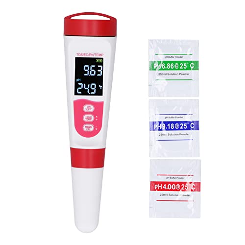 Digital Water Tester TDS EC PH Temperature Meter 4 in 1 0-9999ppm Water Quality Tester for Drinking Water Aquariums