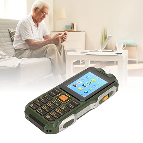 VINGVO Large Button Elderly Cell Phone, Outdoor Large Button Elderly Cell Phone Calendar ABS 2G (Green)