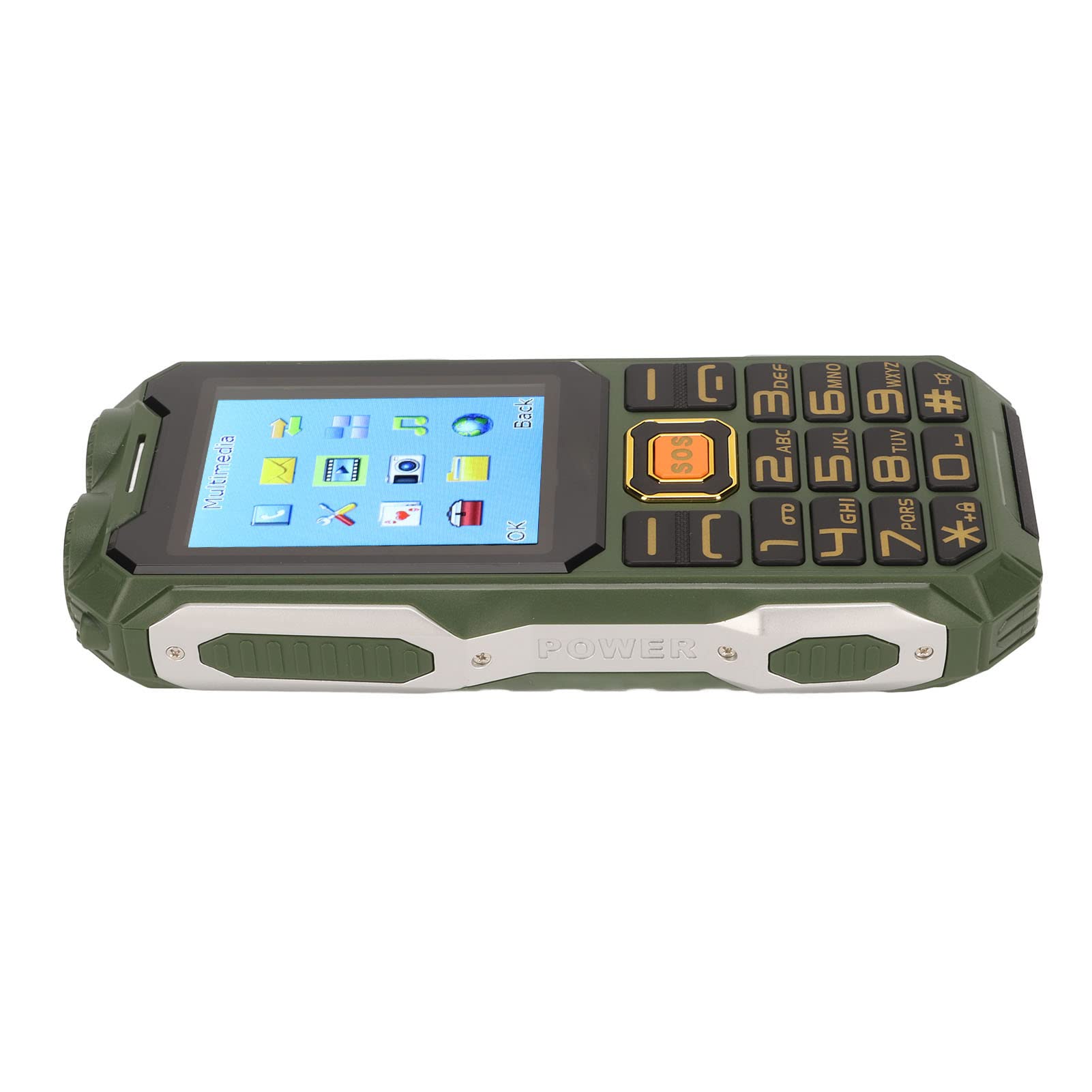 TUORE Large Button Elderly Mobile Phone, 1.3MP ABS Senior Mobile Phone SOS Function 2G Calculator for Outdoor (Green)