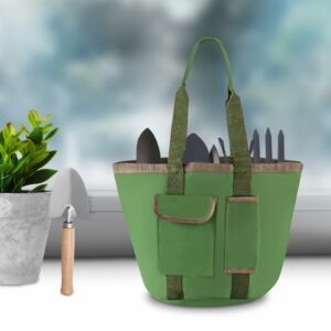 Green Bucket Garden Tools Bag 5 Gallon Bucket with Pockets in Water Proof Canvas, Storage Organizer for Men Or Women