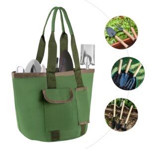 Green Bucket Garden Tools Bag 5 Gallon Bucket with Pockets in Water Proof Canvas, Storage Organizer for Men Or Women