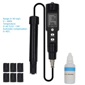 Digital Dissolved Oxygen Measuring esting pH Meters Meter, Detachable Probe Digital Screen Display Dissolved Oxygen Sensor, Dissolved Oxygen Sensor for Aquarium Experiment Research (Without Backlit)