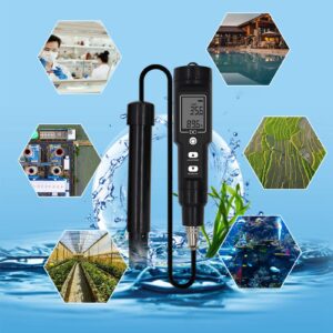 Digital Dissolved Oxygen Measuring esting pH Meters Meter, Detachable Probe Digital Screen Display Dissolved Oxygen Sensor, Dissolved Oxygen Sensor for Aquarium Experiment Research (Without Backlit)