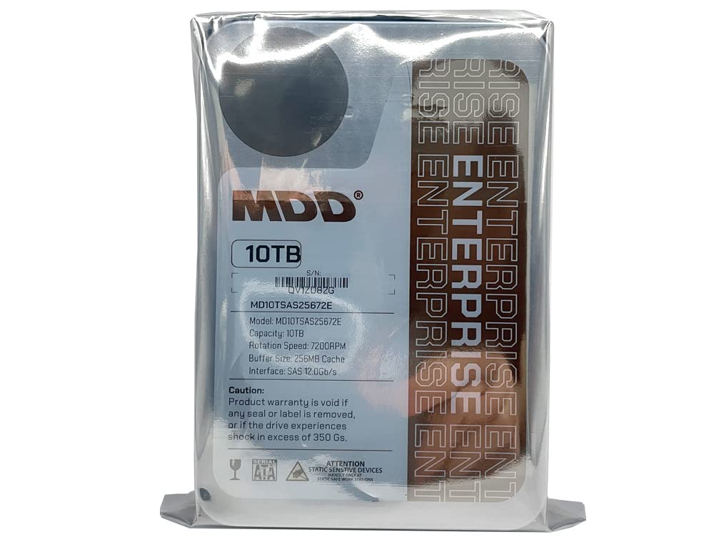 MDD 10TB 7200RPM 256MB Cache SAS 12.0Gb/s 3.5inch Internal Enterprise Hard Drive (MDD10TSAS25672E) - 5 Years Warranty (Renewed)