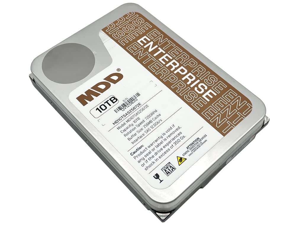 MDD 10TB 7200RPM 256MB Cache SAS 12.0Gb/s 3.5inch Internal Enterprise Hard Drive (MDD10TSAS25672E) - 5 Years Warranty (Renewed)