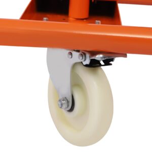 CheriMuMu Drywall Sheet Cart 1600lbs Load Capacity Dolly Handling Sheetrock Sheet Panel Service Cart Orange Heavy Duty Drywall Sheet Cart & Panel Dolly with Four Swivel Casters