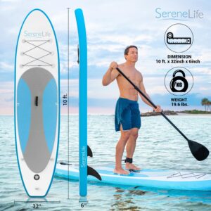 SereneLife Inflatable Stand Up Paddle Board (6 Inches Thick) with Premium Accessories & Digital Electric Air Pump Compressor - 110W 12 Volt Quick Air Inflator w/LCD, 0-16 Adjustable PSI