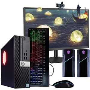 dell optiplex 5050 (rgb) desktop computer | quad core intel i5 (3.2) | 8gb ddr4 ram | 500gb ssd solid state | windows 10 professional | 22in lcd monitor | perfect family computer (renewed)