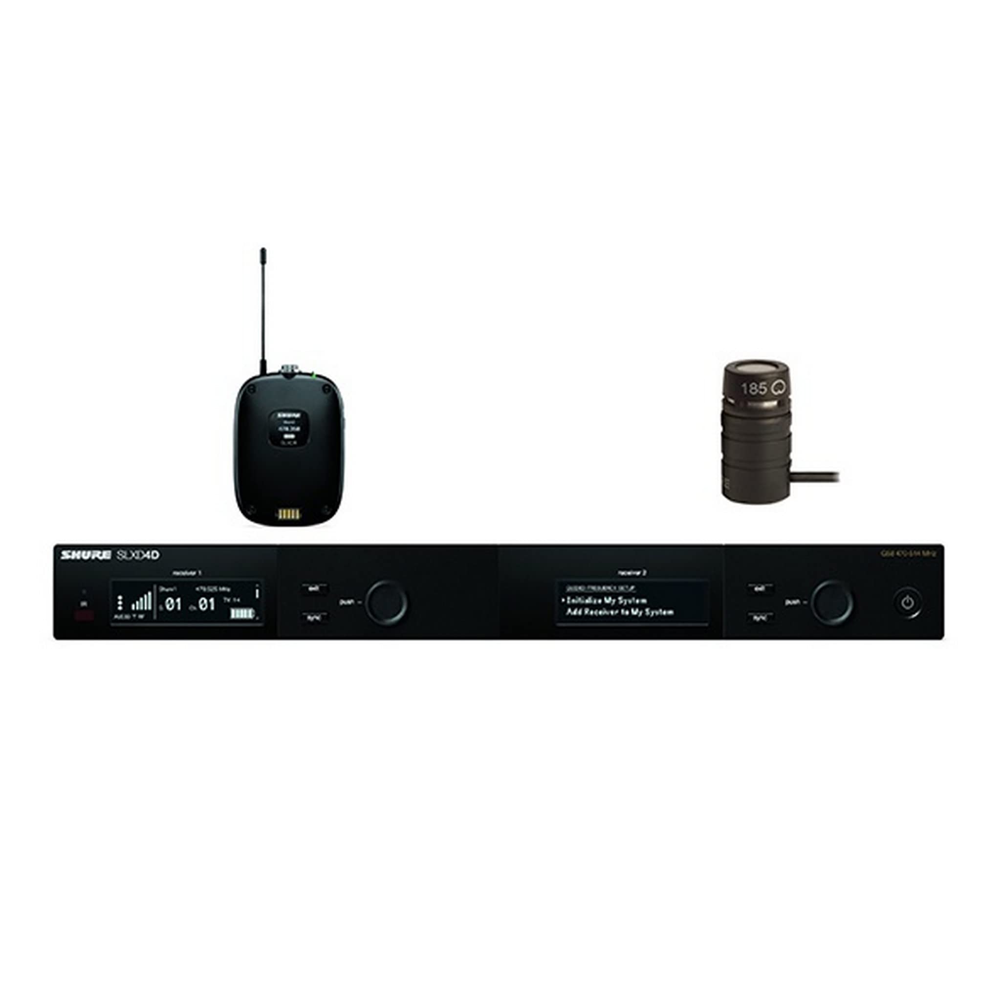 Shure SLXD14D/WL185 Microflex Cardioid Lavalier Wireless Microphone System, J52 558-601.575/614-615.800 MHz