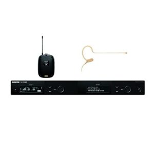 shure slxd14d/mx153 omnidirectional headworn wireless microphone system, tan, h55 514-558 mhz