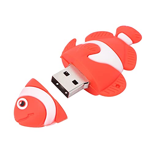 GOWENIC Cartoon USB Flash Drive Cute Red Clownfish Shape Design U Disk USB Memory Stick Thumb Drives Portable Data Storage Flash Drive Cartoon Drive Children (64GB)