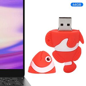 GOWENIC Cartoon USB Flash Drive Cute Red Clownfish Shape Design U Disk USB Memory Stick Thumb Drives Portable Data Storage Flash Drive Cartoon Drive Children (64GB)