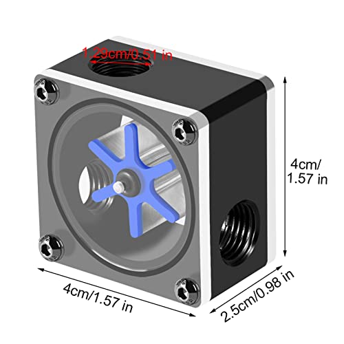 Flow Meter Indicator,POM Acrylic 6 Impeller 3 Ways Portable Durable Flow Meter,for PC Water Cooling System G1/4 Thread